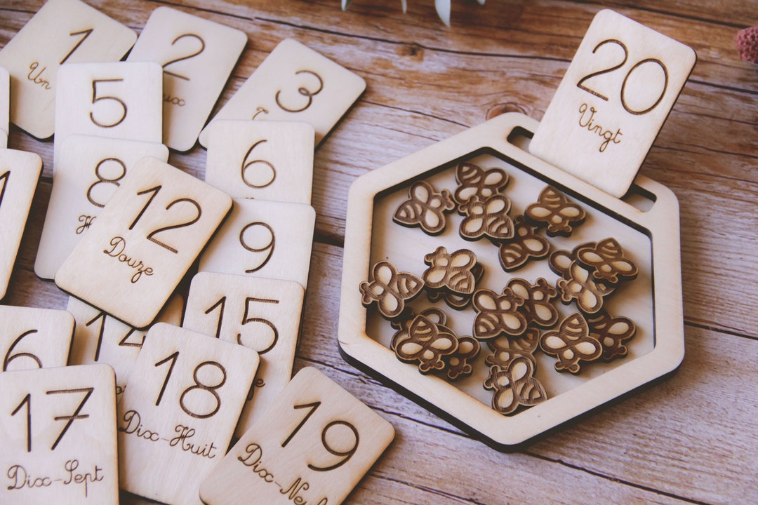 Educational Counting Trays Wooden Bee Large Version From 1 to - Etsy