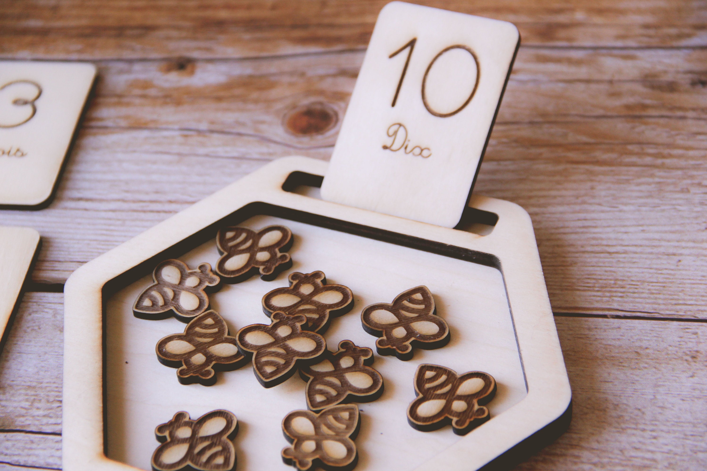 Educational Counting Trays Wooden Bee Small Version From 1 to - Etsy