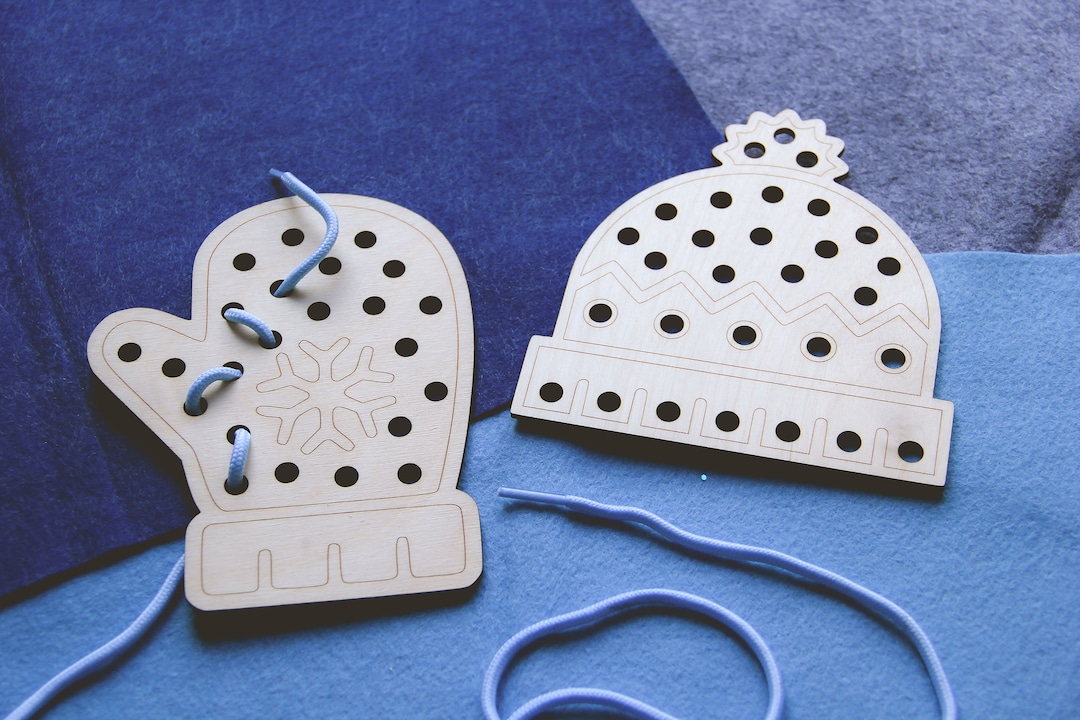 WINTER Lacing Cards, Hat and Muffle to Work on Fine Motor Skills - Etsy