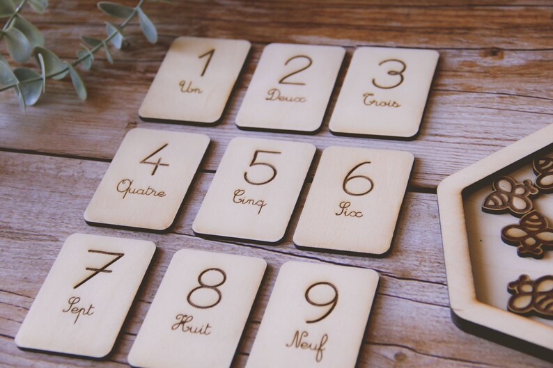Educational Counting Trays Wooden Bee Small Version From 1 to - Etsy