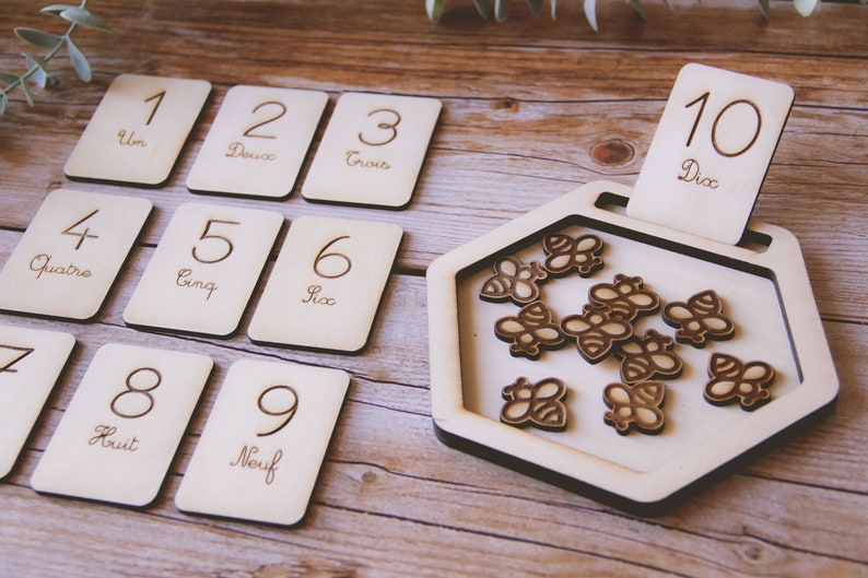 Educational Counting Trays Wooden Bee Small Version From 1 to - Etsy
