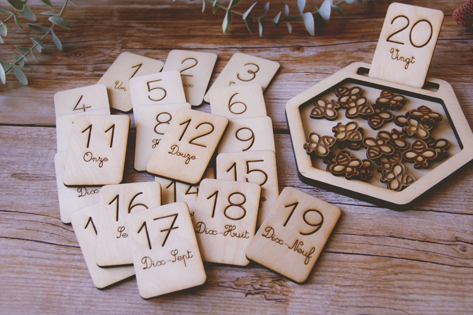 Educational Counting Trays Wooden Bee Large Version From 1 to - Etsy