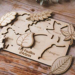 Puzzle en bois éducatif pour découvrir les feuilles des arbres - Etsy ...
