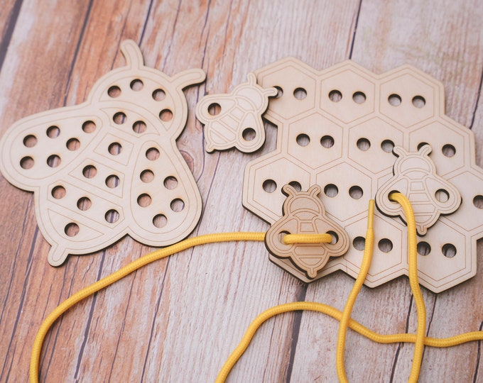 BEE Lacing Cards, to Work on Fine Motor Skills - Etsy
