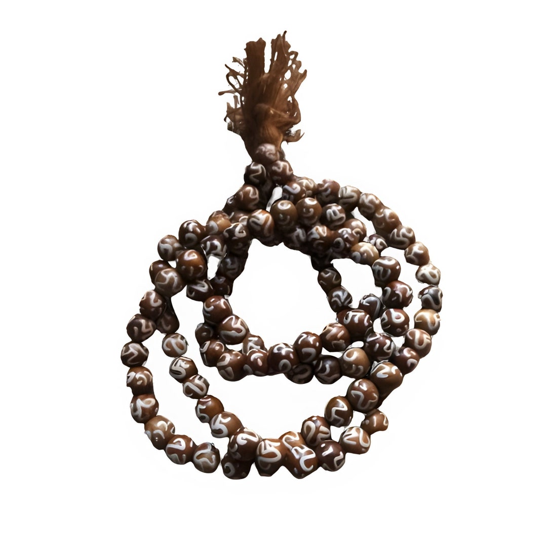 Om Symbol Yak Bone Mala Light Brown 108 Beads in 8 Mm Prayer Mala. - Etsy