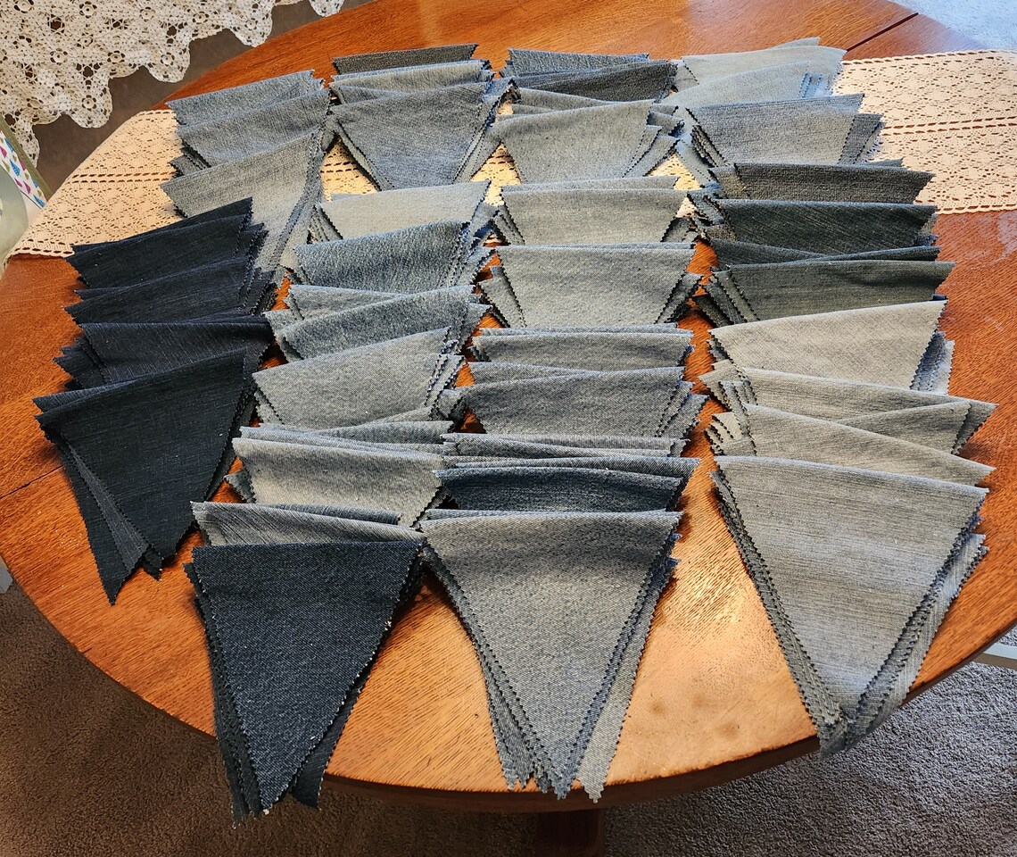 Denim Blue Jean Pennant Flags Banner Bunting Flags - Etsy
