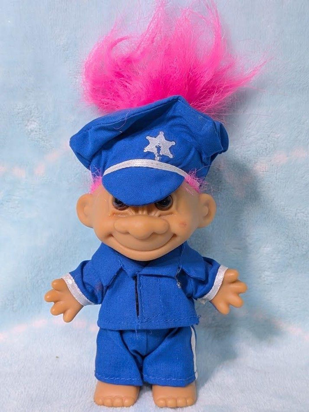 Vintage Russ Troll Doll Police Officer Pink Hair Item #18327 1990s - Etsy