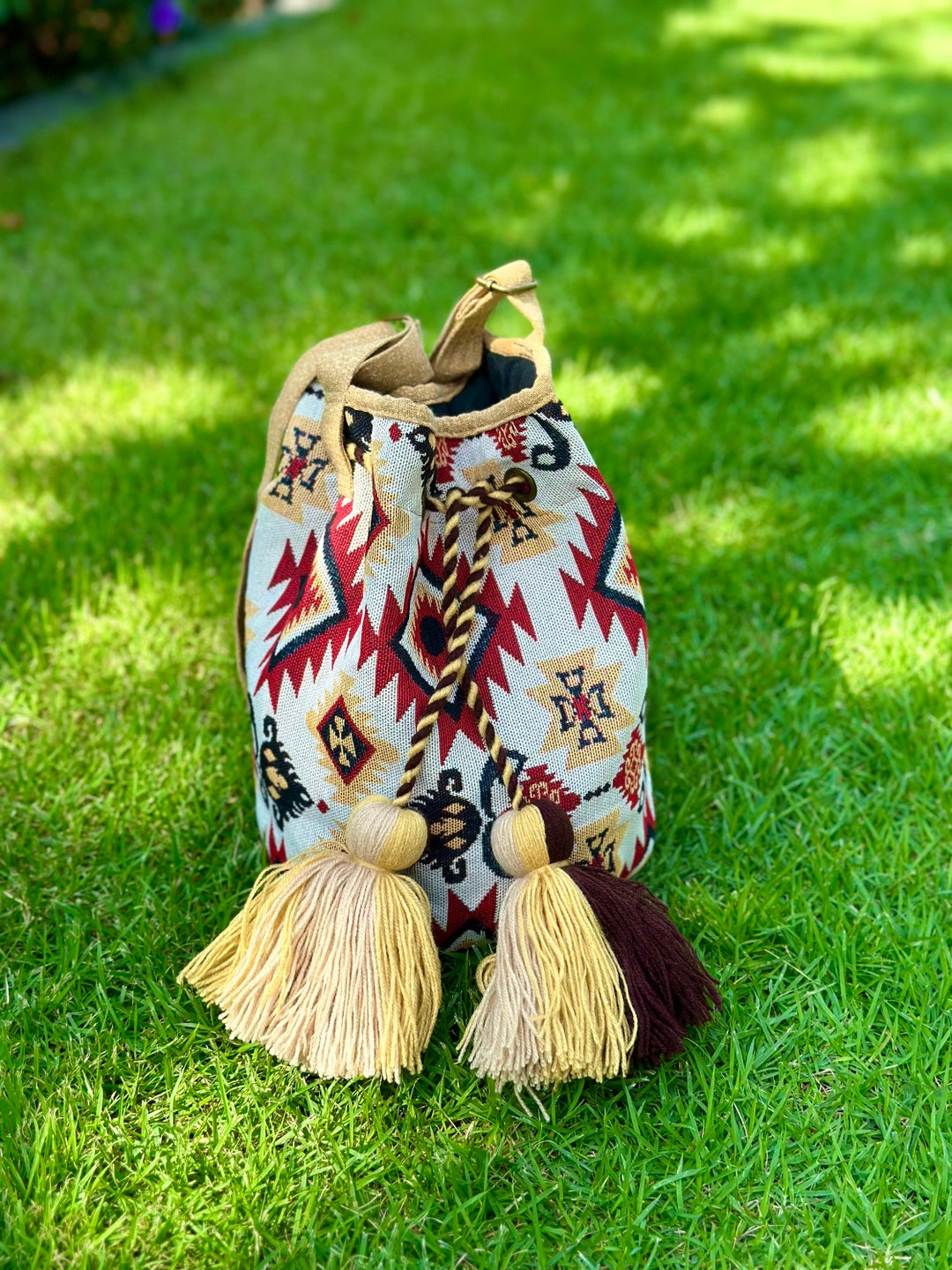 Thailand Bucket Bag With Tassels Hmong Woven Bucket Bag Thai - Etsy