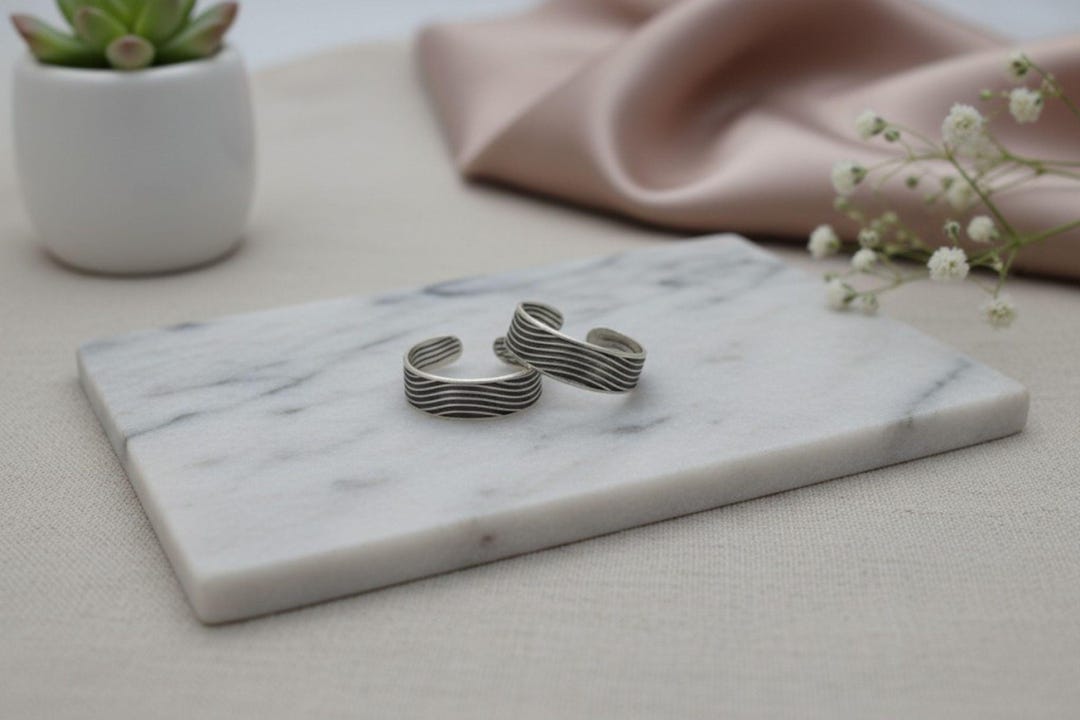 Sterling Silver Wave Toe Rings Pair: Adjustable Boho Beach Jewelry - Etsy