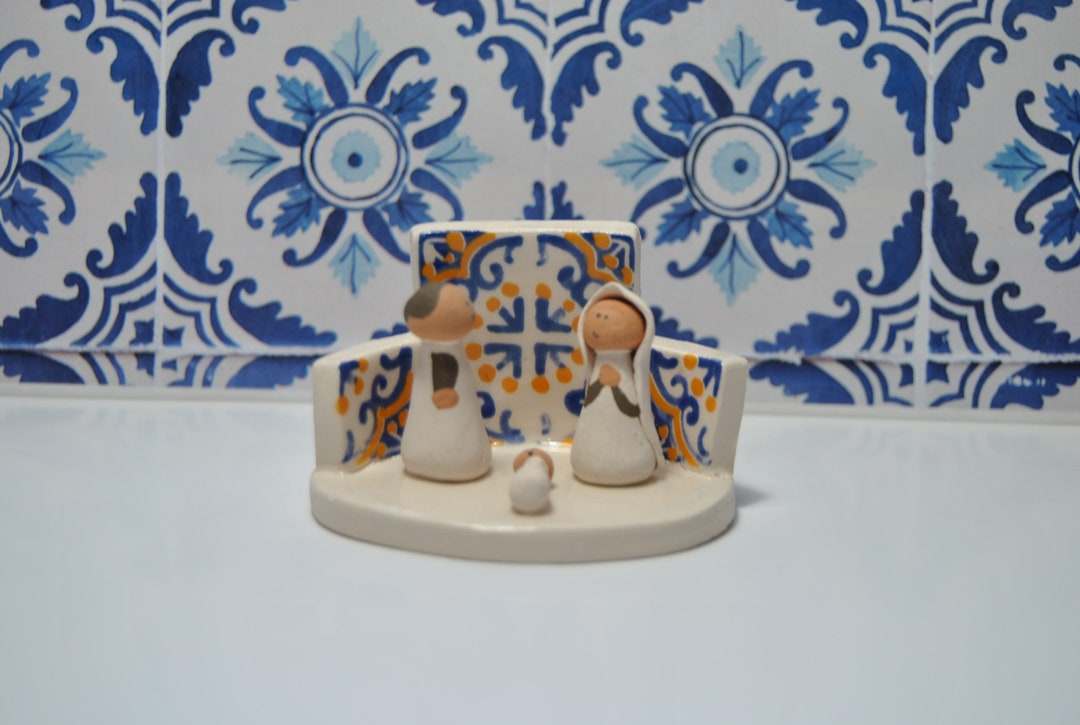 Mini Nativity Scene, Ceramic, Gift, Tile, Collection Handmade Christmas ...