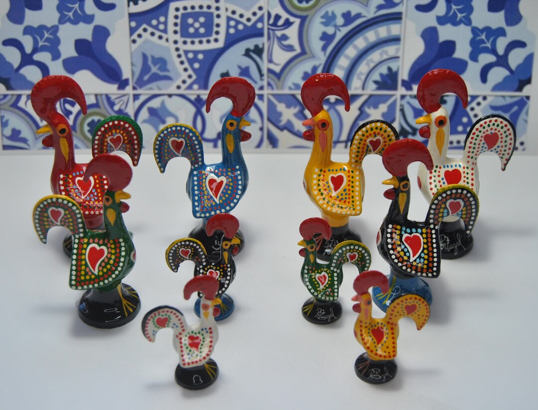 Traditional Barcelos Rooster, 8 Cm, Painted by Hand, Metal, Good Luck ...