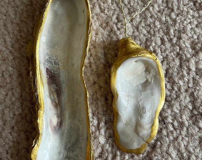 Gold Leaf Oyster Shell Ornament - Etsy