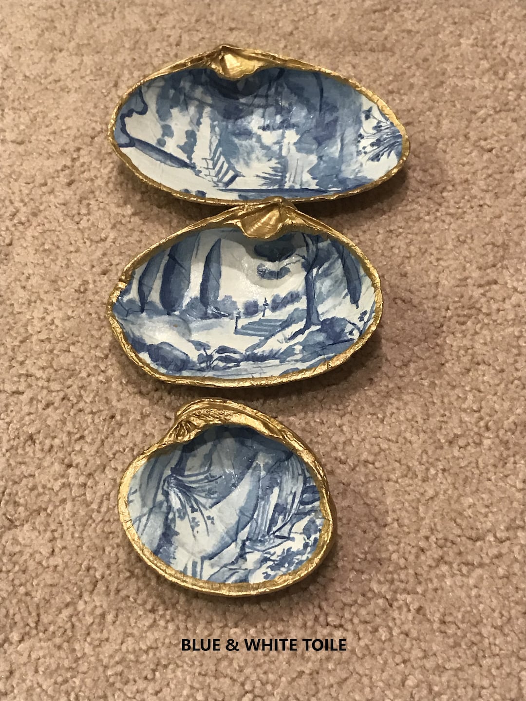 Blue and White Clam Shell Trinket Dish - Etsy