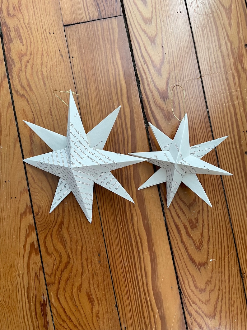 Paper Star Ornaments Made From Book Pages - Etsy