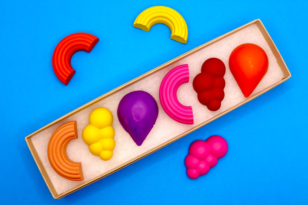 A Fun Pack of Rainbow, Cloud, and Raindrop Shaped Crayons - Etsy
