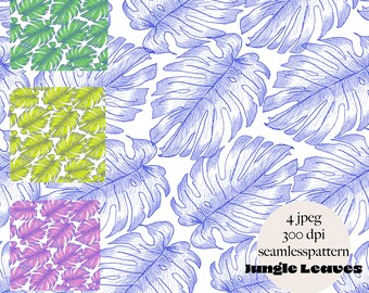 Jungle Leaves Pattern | Instant Download | Seamless Pattern - Etsy