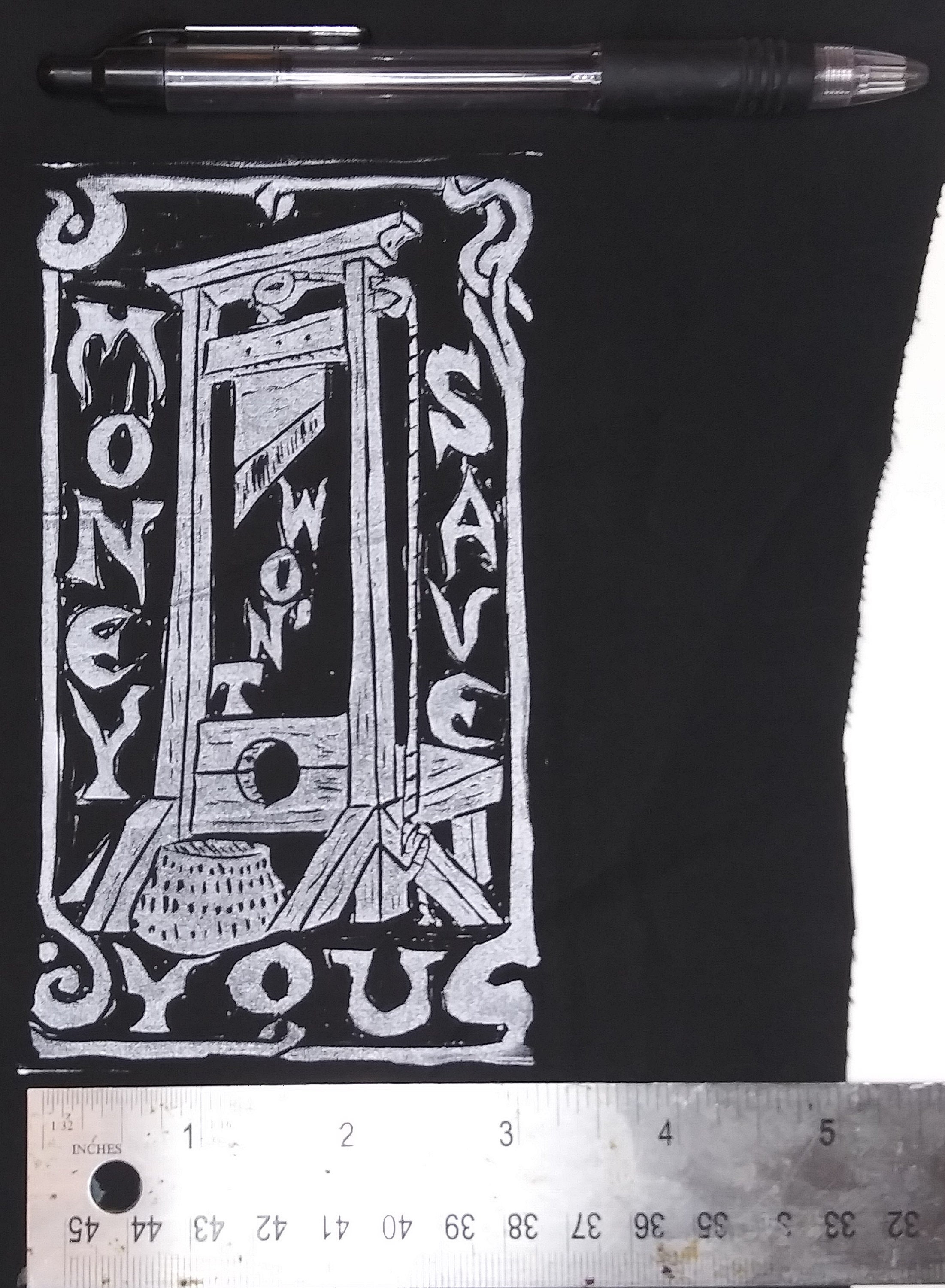 Money Won't Save You Guillotine Linocut Punk Patch (w. Glow in the Dark ...