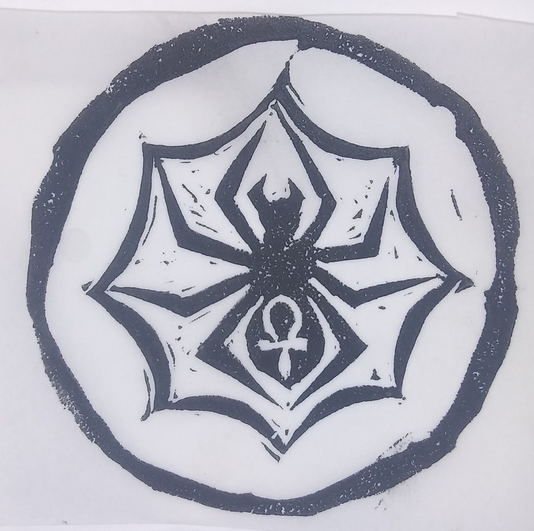 Ankh Spider Linocut Print, With Sticker Option - Etsy