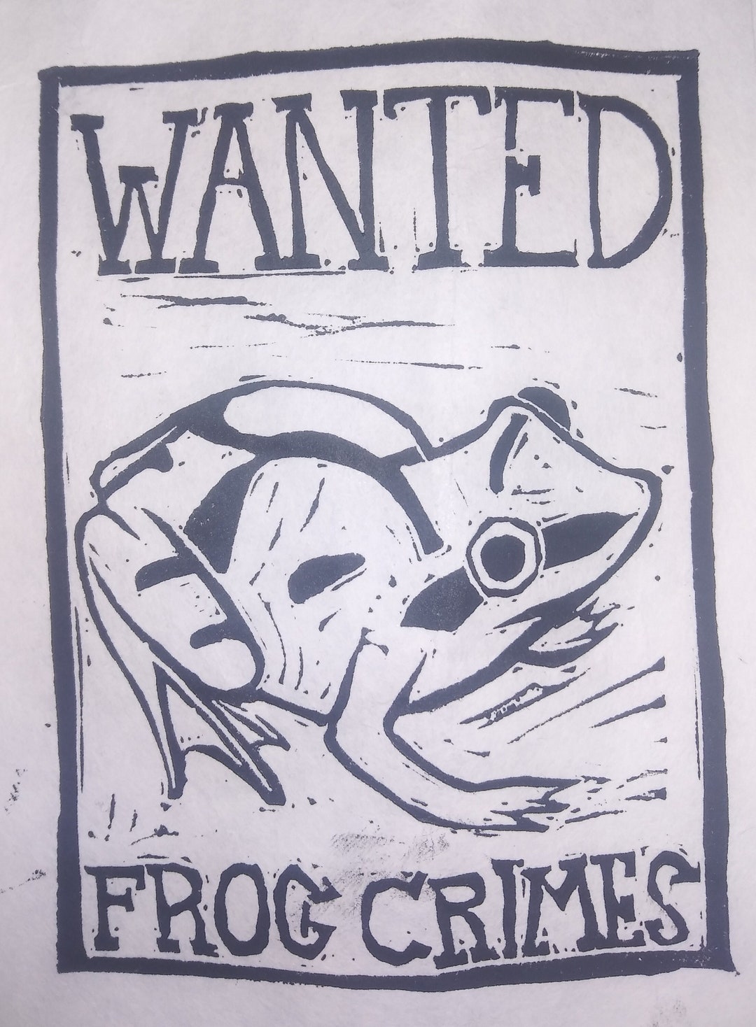 Frog Crimes Linocut Print, With Sticker Option - Etsy