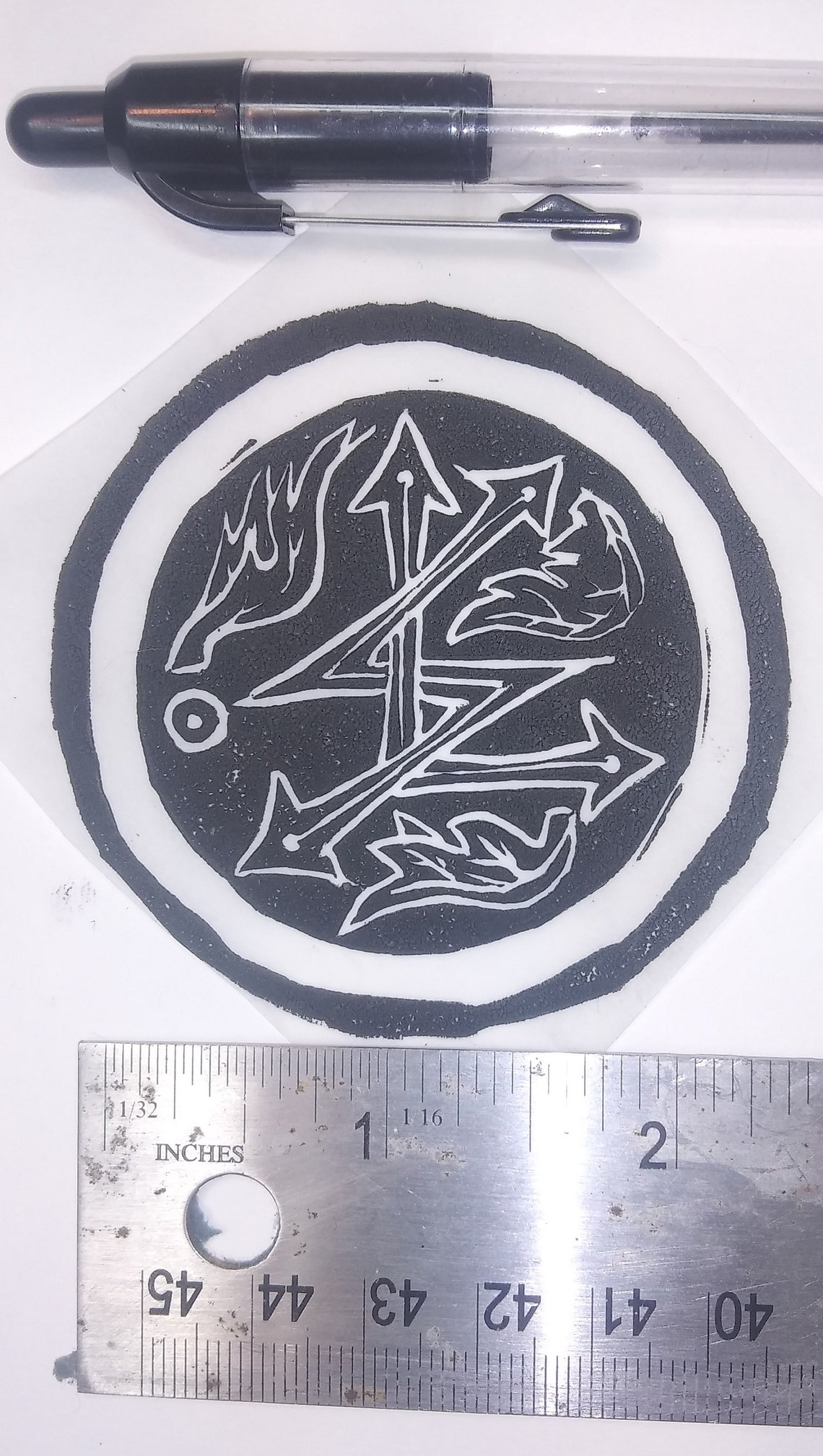 LS (ellis) Sigil Art Nouveau Linocut Print, With Sticker Option - Etsy UK