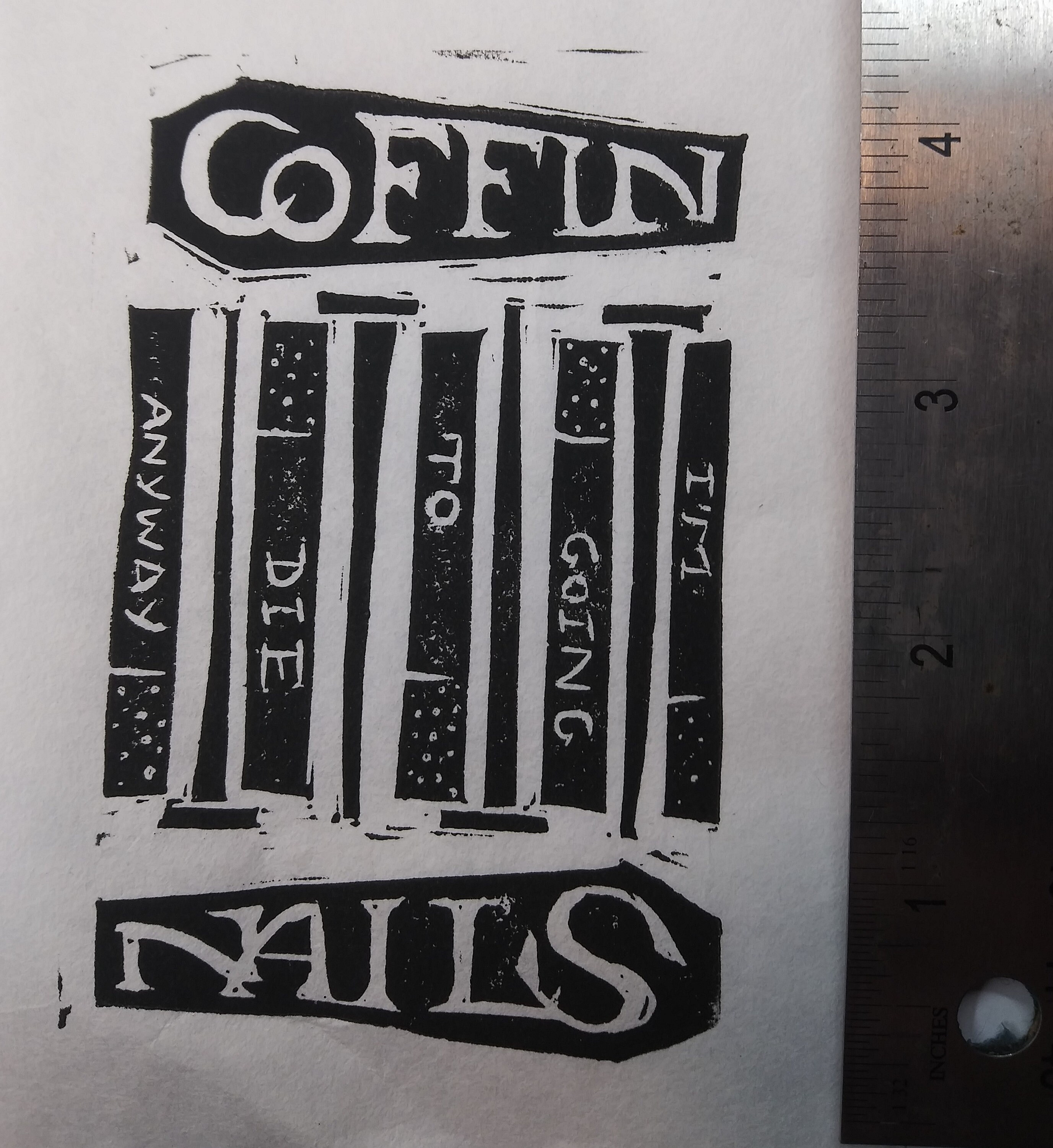 Coffin Nails Cigarettes Linocut Print With Sticker Option - Etsy