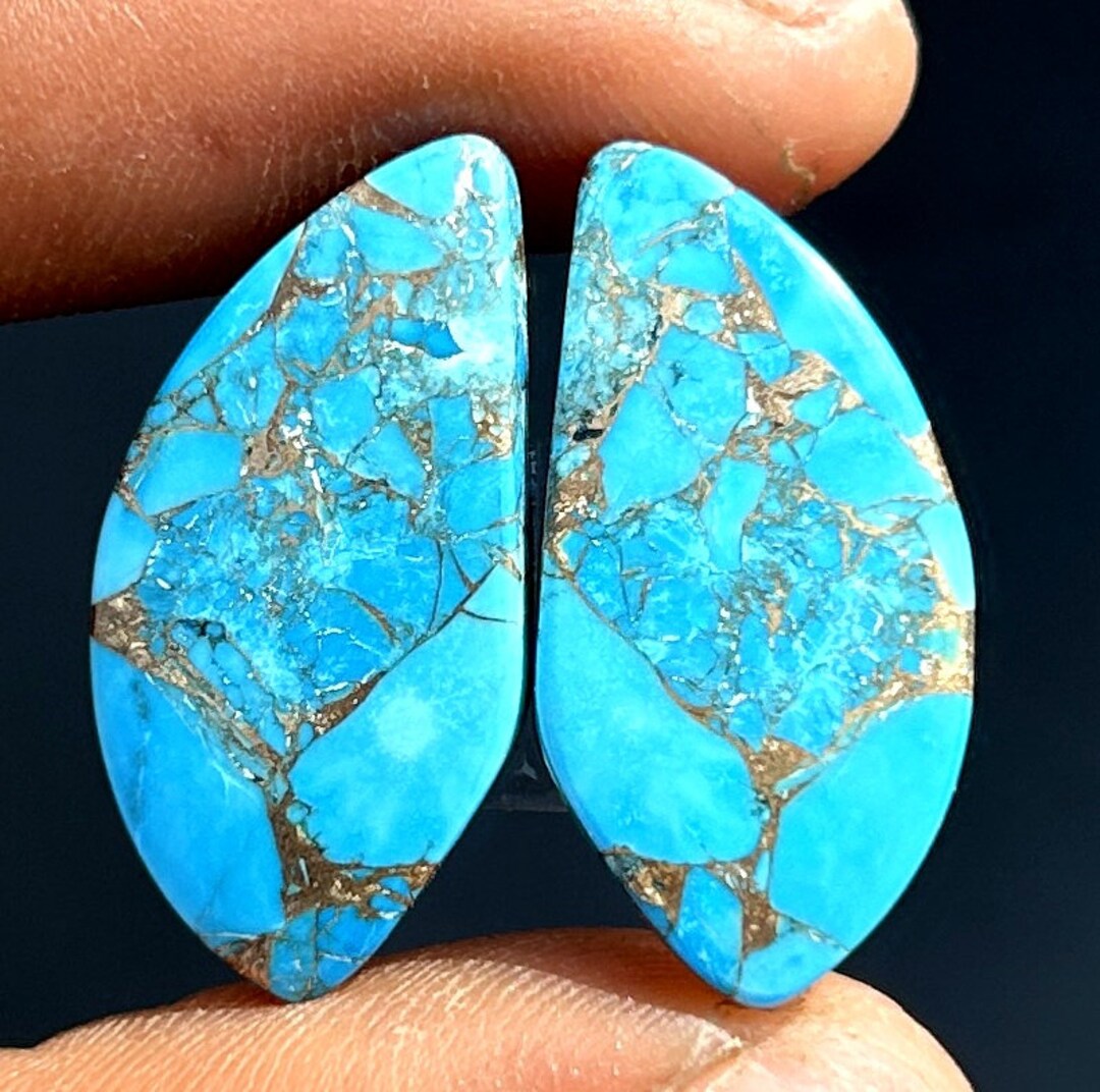 Blue Copper Turquoise Blue Copper Turquoise Pair Marquise Shaped Pair ...