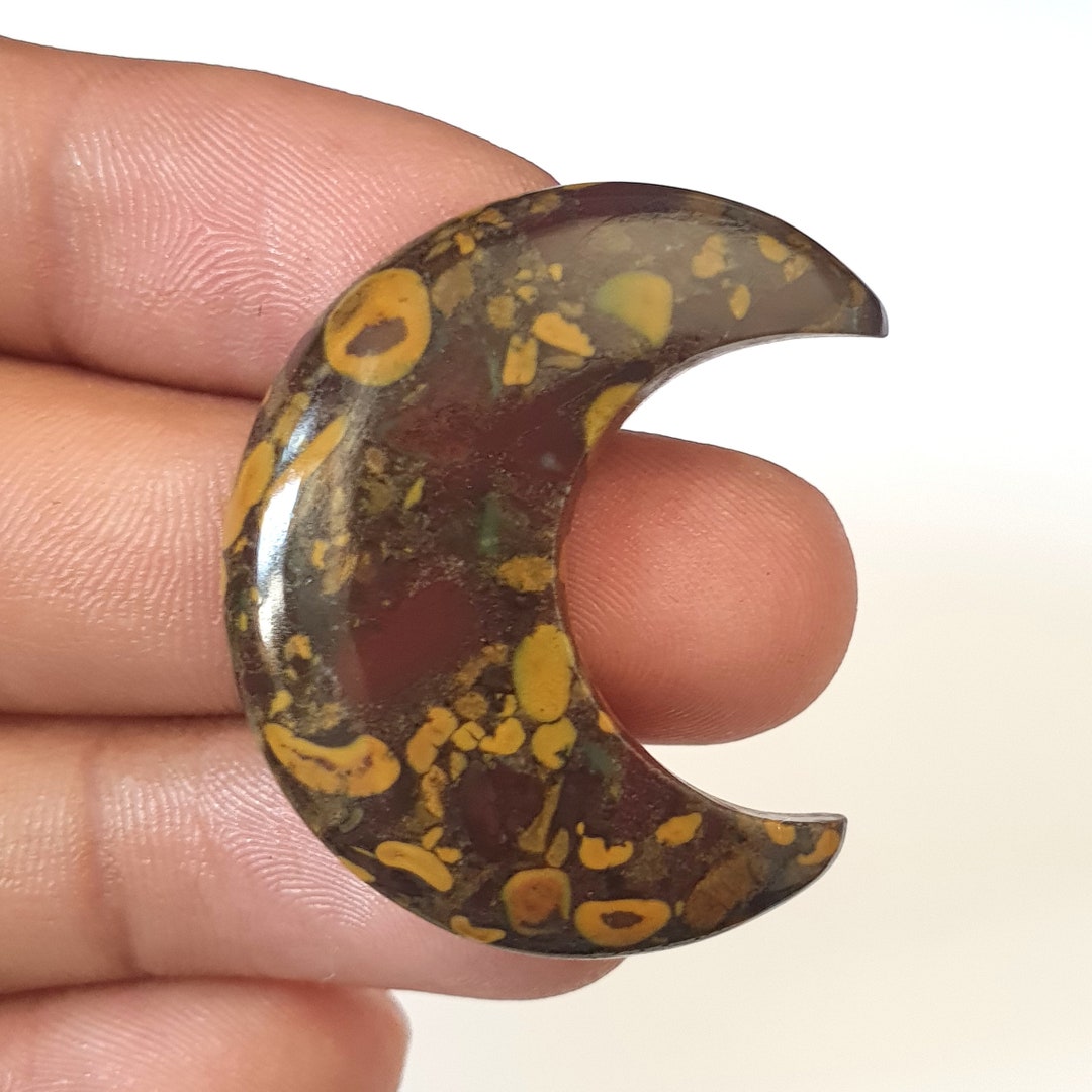 Crescent Moon Fruit Jasper Gemstone/fruit Jasper Moon Stone/july ...