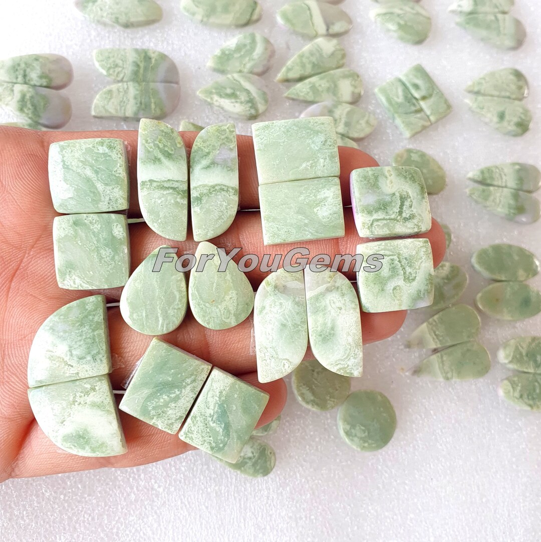 Green Serpentine Matching Pair Cab Wholesale Lot of Serpentine Pair ...