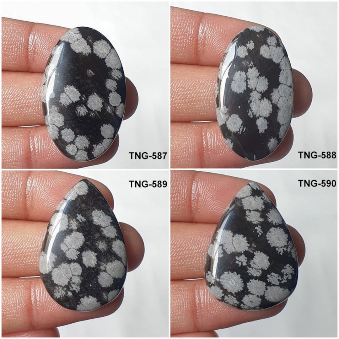 Snowflake Obsidian Dazzling Snowflake Obsidian Cabochons Flat Back ...