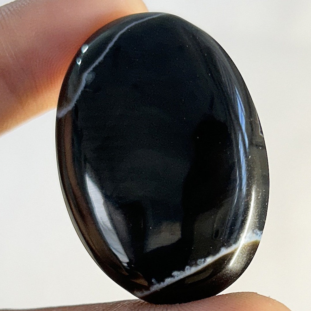 Black Banded Agate Oval Shaped Black Banded Agate for Making Jewelry ...