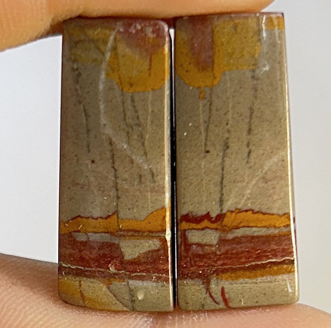 Attractive Jasper Pair Rectangle Shaped Jasper Pair for Making Jewelry ...