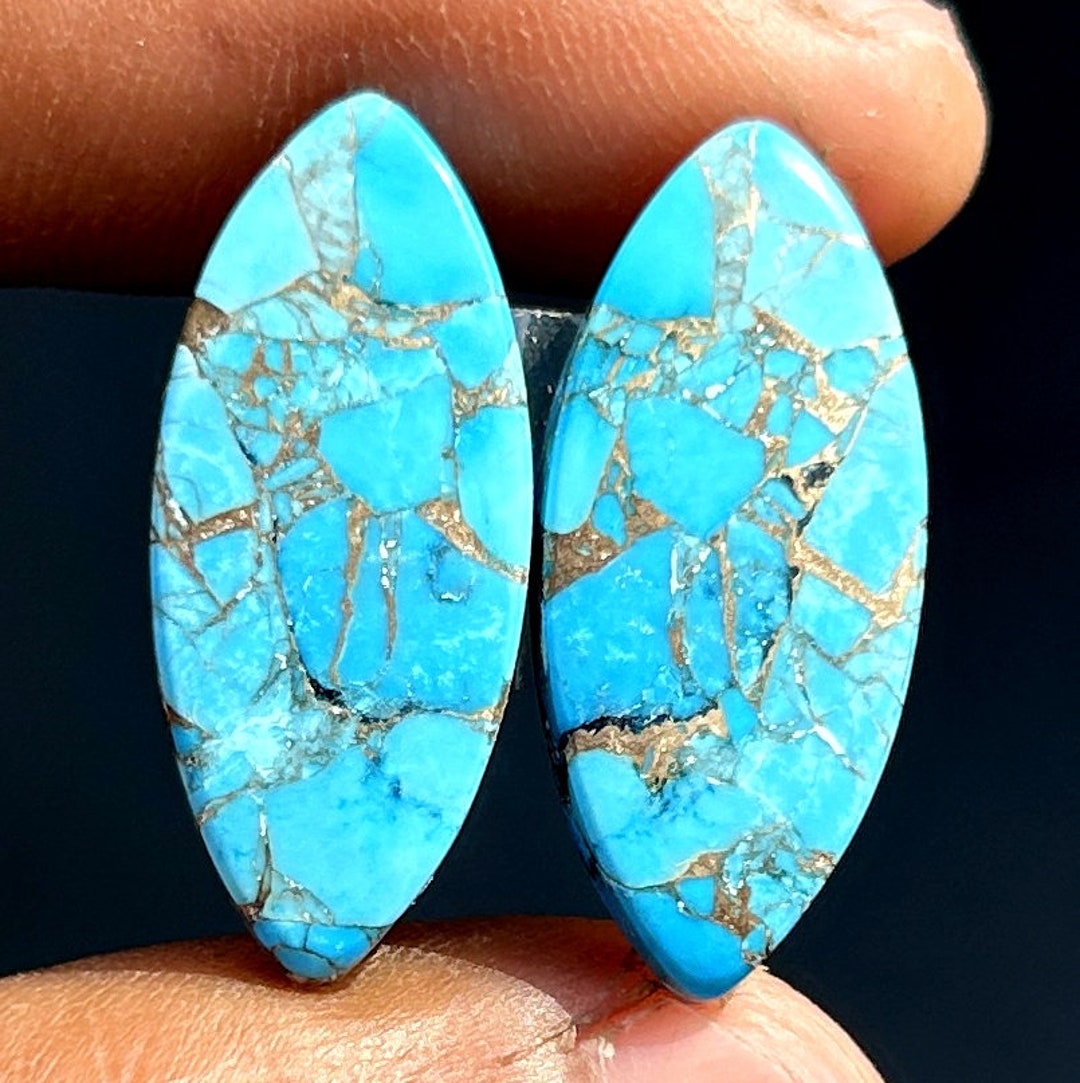 Blue Copper Turquoise Blue Copper Turquoise Pair Marquise Shaped for ...