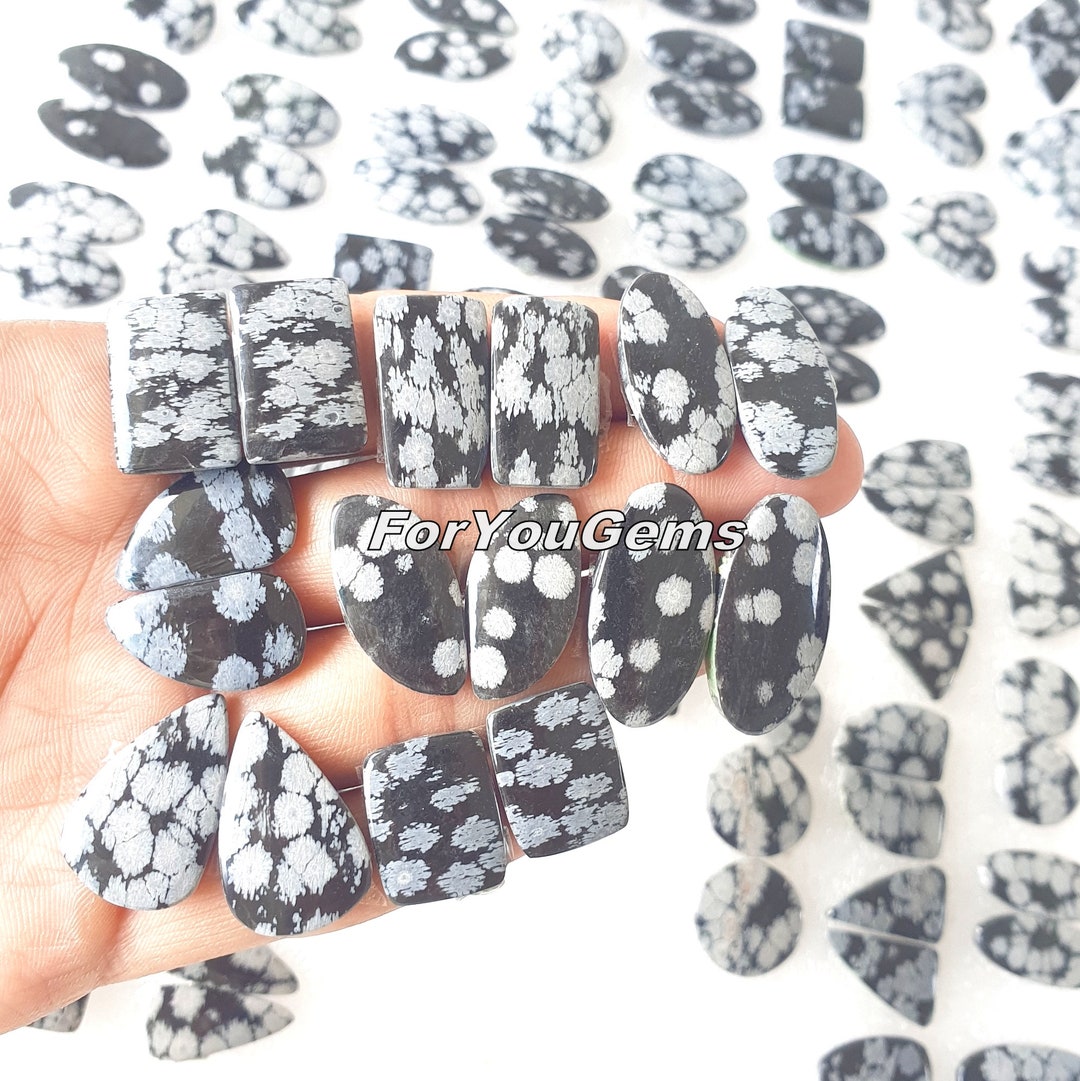 Snowflake Obsidian Matching Pair Cab Wholesale Lot of Snowflake ...