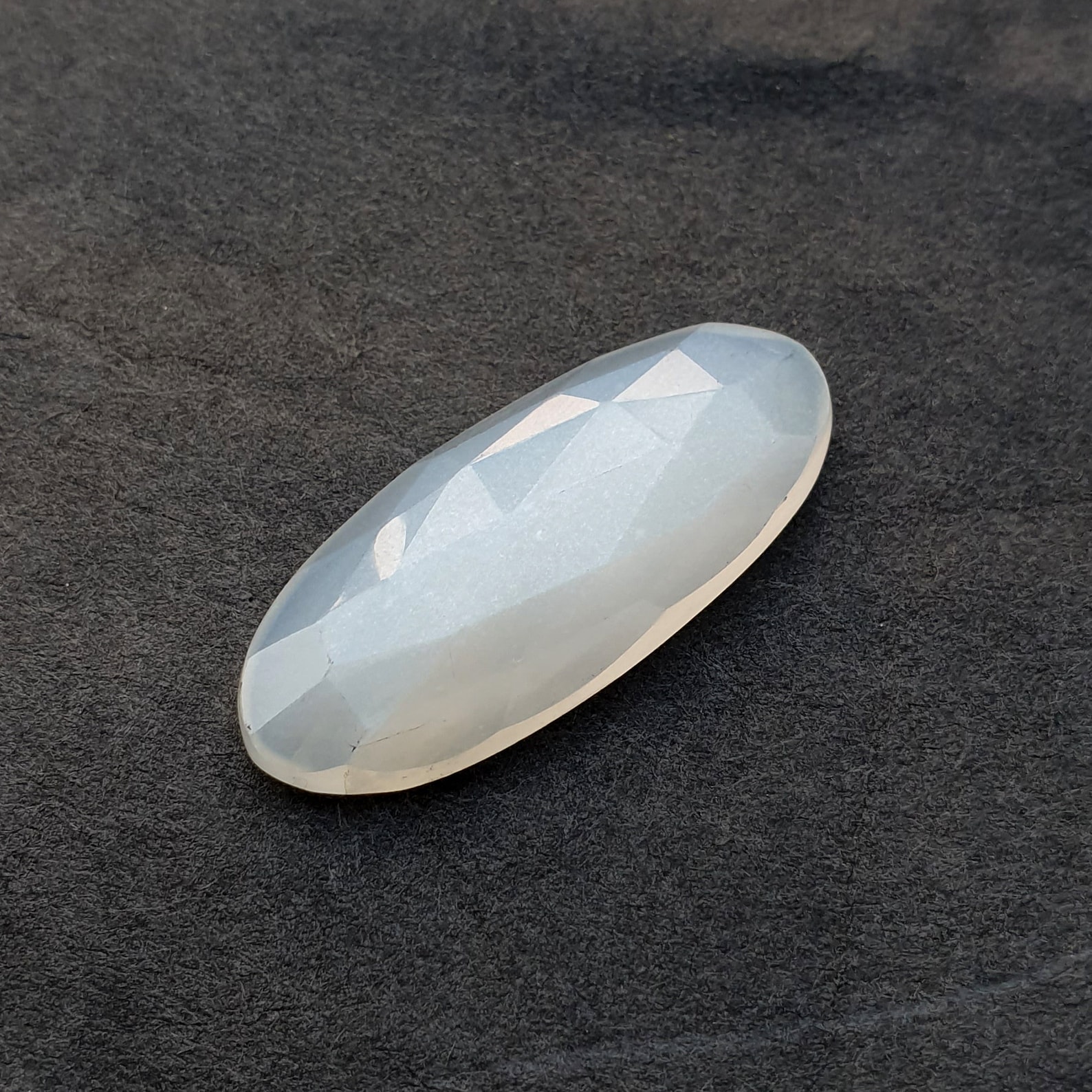 Oval Faceted White Moonstone White Moonstone Gemstone One side | Etsy