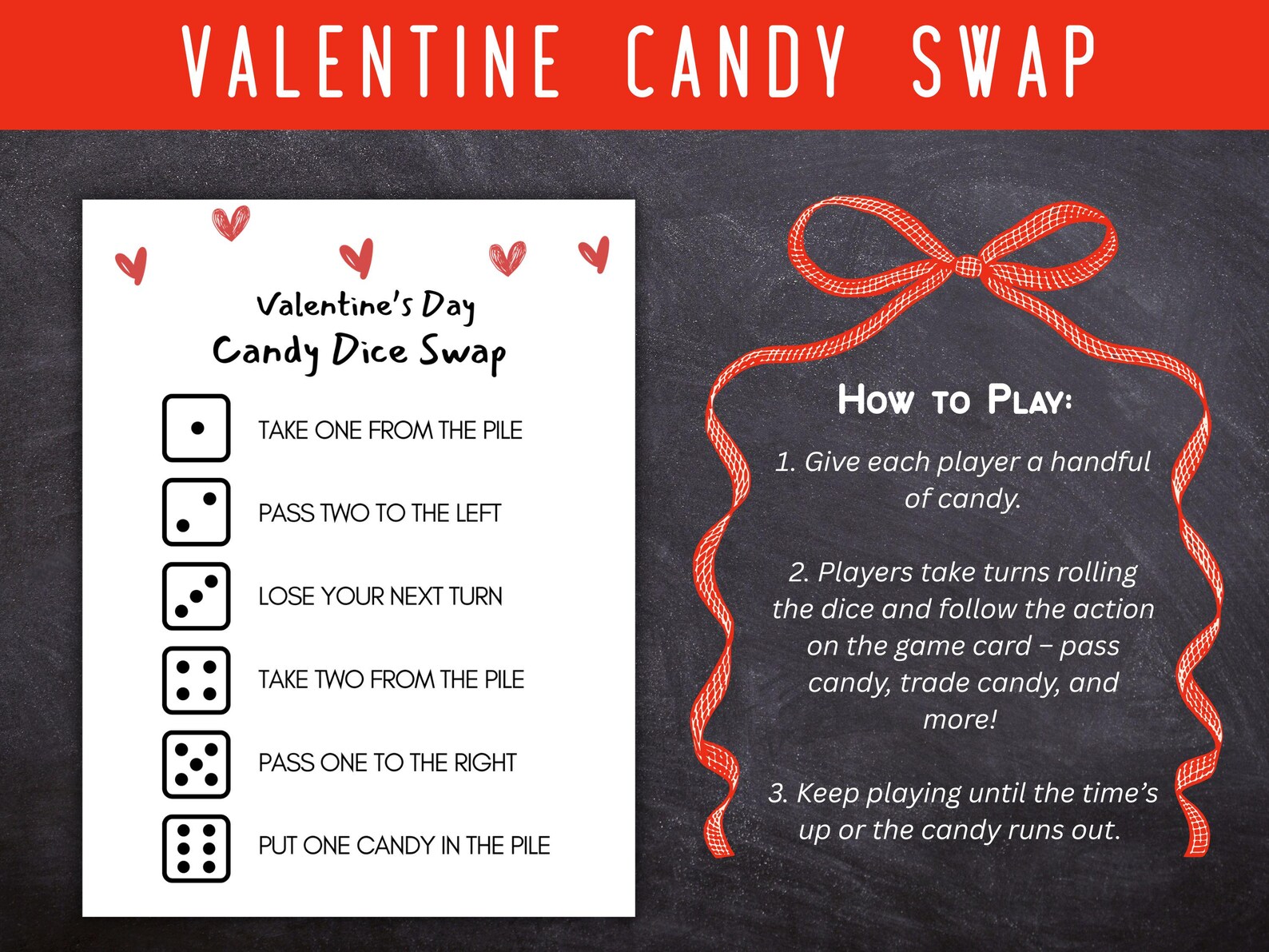 Valentine’s Day Candy Dice Game Printable | Fun Valentine & Galentine ...