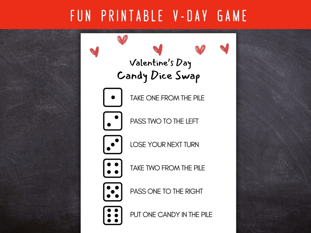 Valentine’s Day Candy Dice Game Printable | Fun Valentine & Galentine ...
