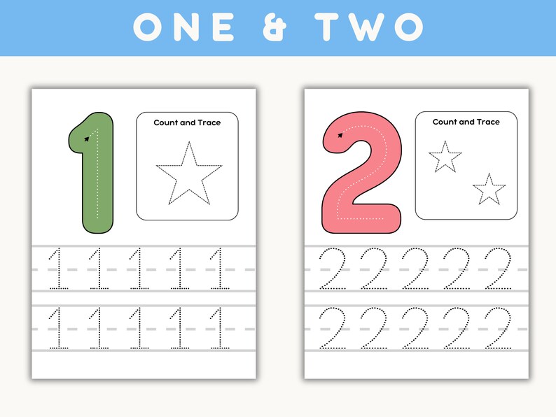 Counting Tracing Worksheets, Numbers 1-9 Printable, Count and Draw - Etsy