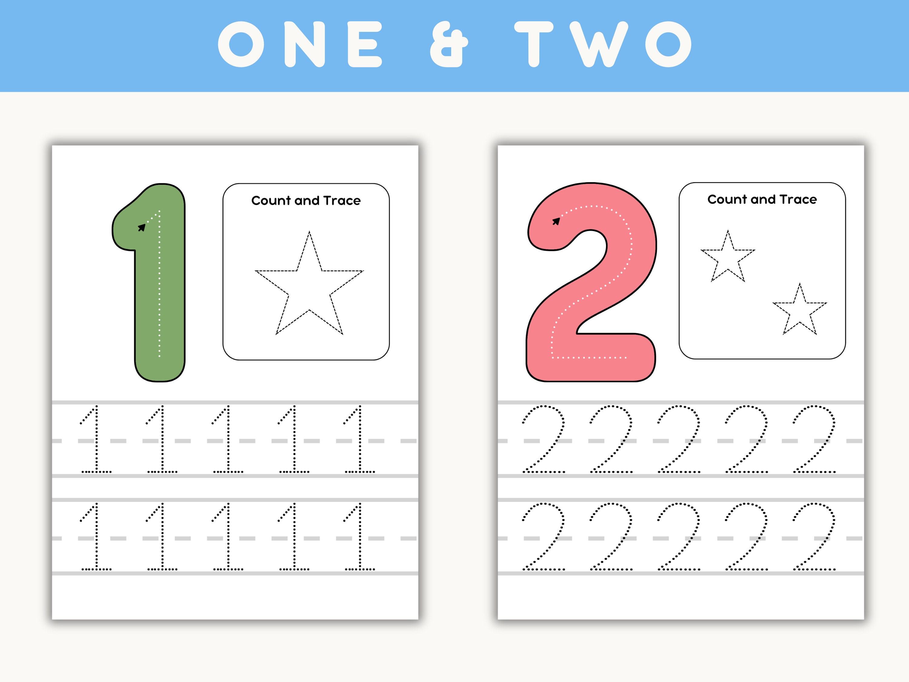 Counting Tracing Worksheets, Numbers 1-9 Printable, Count and Draw - Etsy