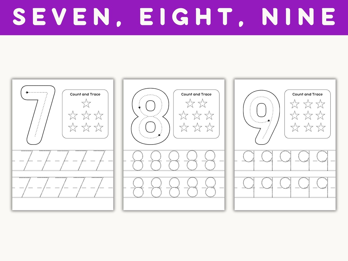 Trace and Count Worksheets, Printable Numbers 1-9 PDF, Teaching Numbers ...