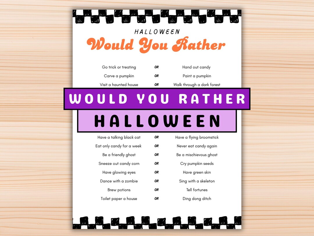 Juego imprimible de "¿Qué prefieres?" para Halloween / Divertido juego ...