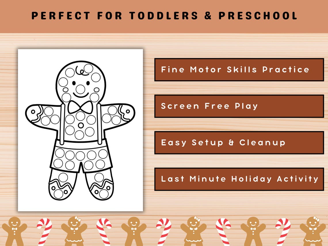 Gingerbread Dot Marker Printables | Christmas Do-a-dot Pages for Kids ...