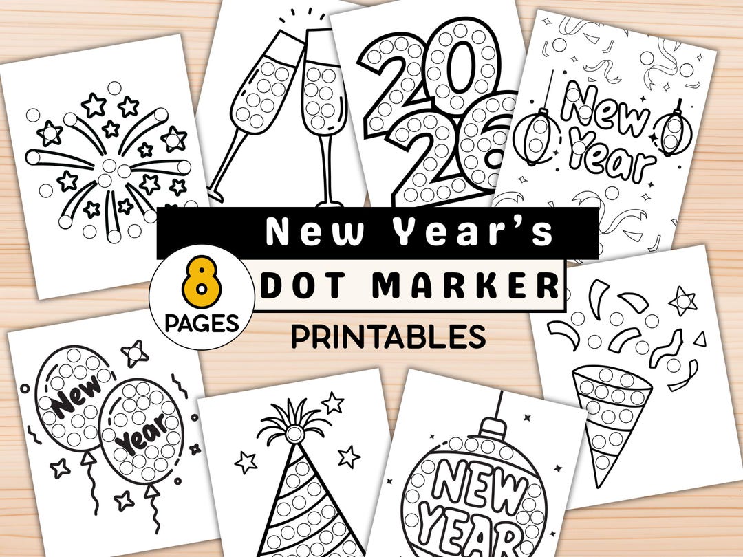 New Year's Eve Dot Marker Printables | NYE Do a Dot Pages for Kids ...