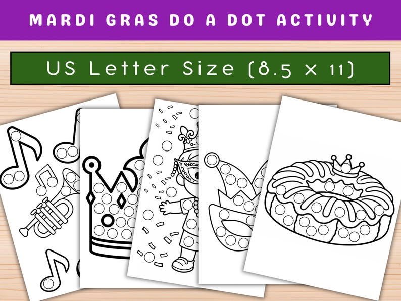 Mardi Gras Dot Marker Printables – 10 Page Do A Dot Activity Pack for ...