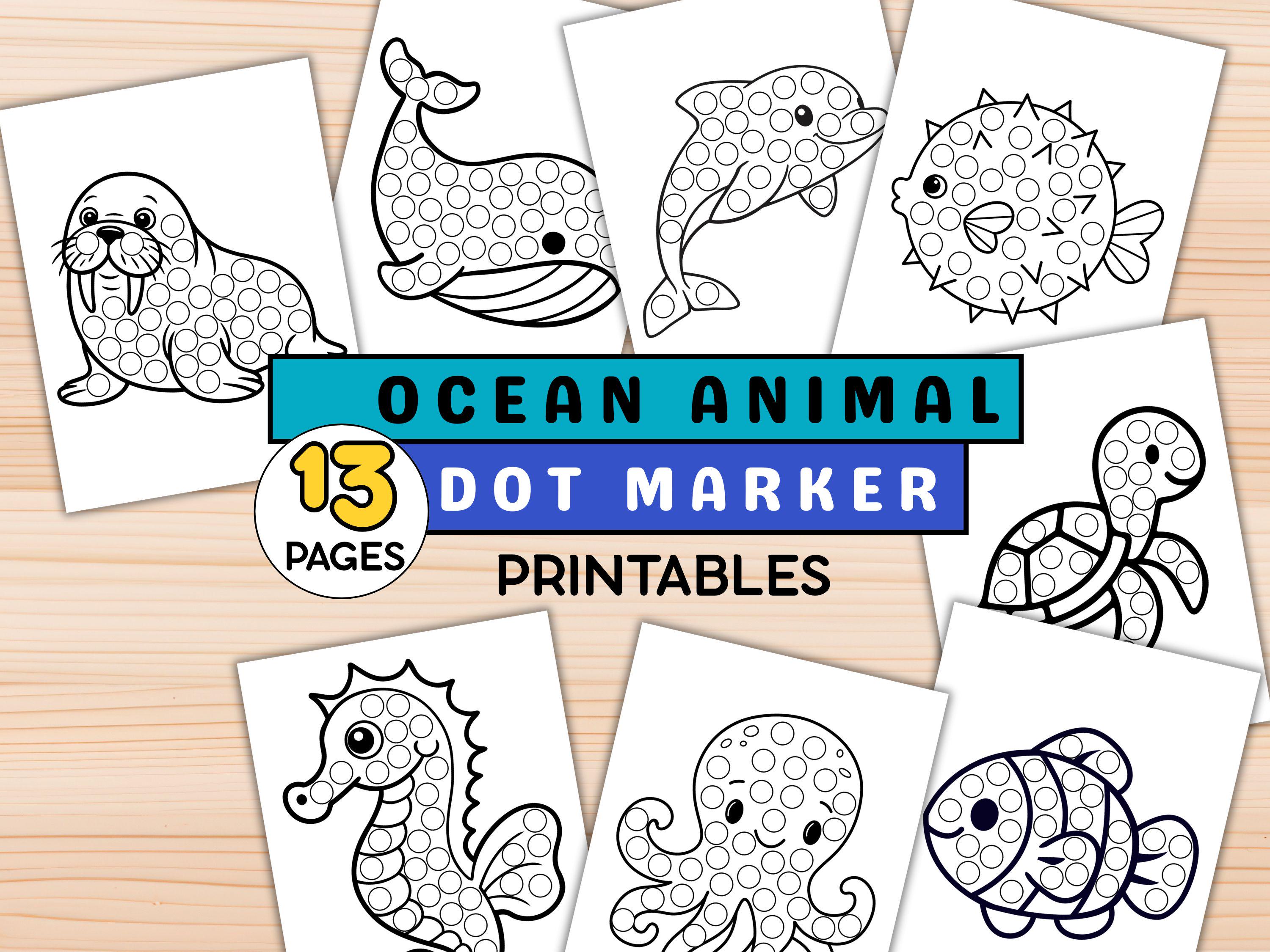 Ocean Animal Dot Marker Printables | Sea Toddler Do-a-dot Coloring ...