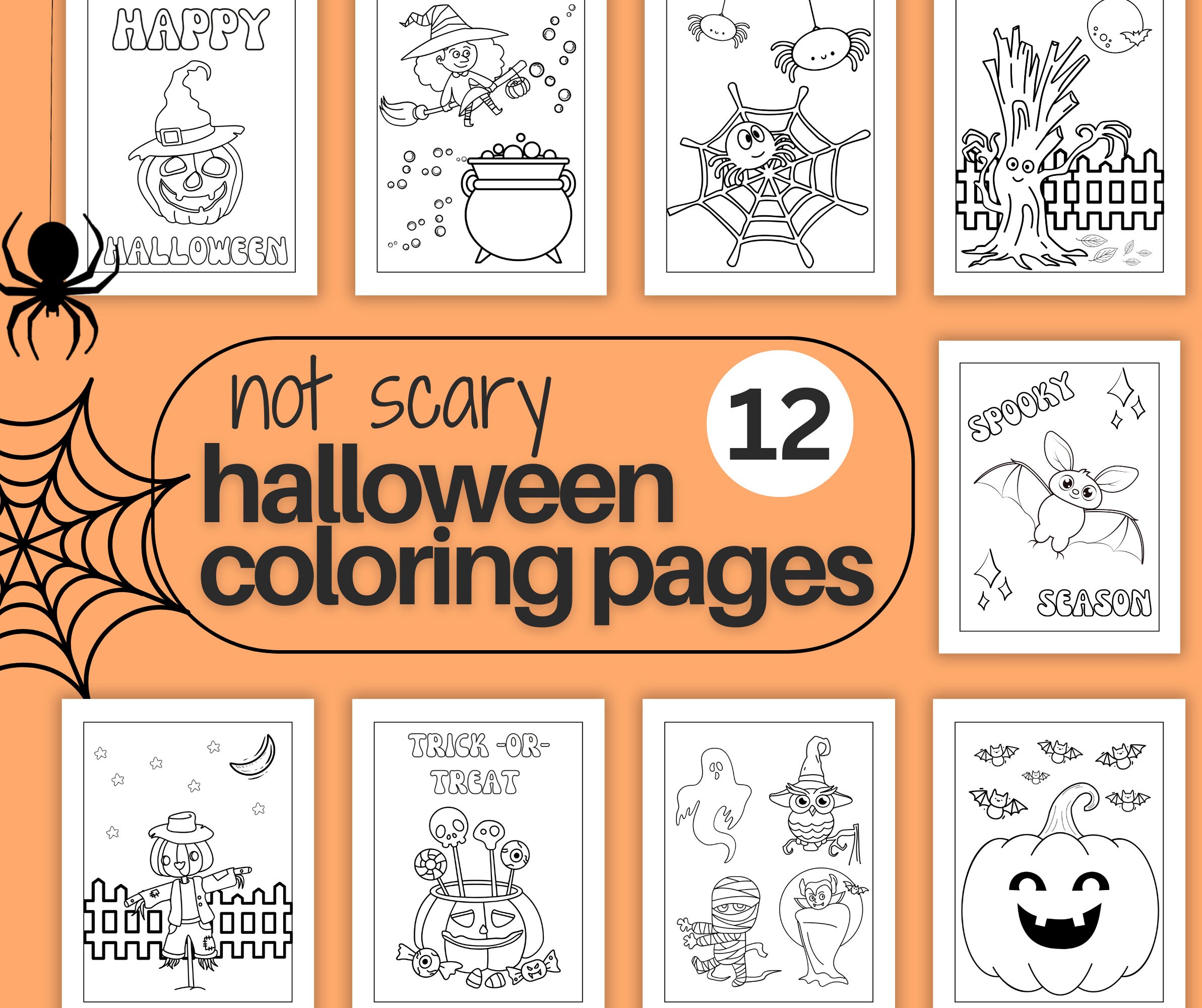 Not Scary Halloween Coloring Pages Printable PDF | Kids Halloween Party ...