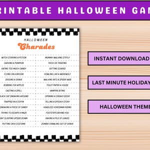 Printable Halloween Charades Game | Fun Halloween Party Game for Kids ...