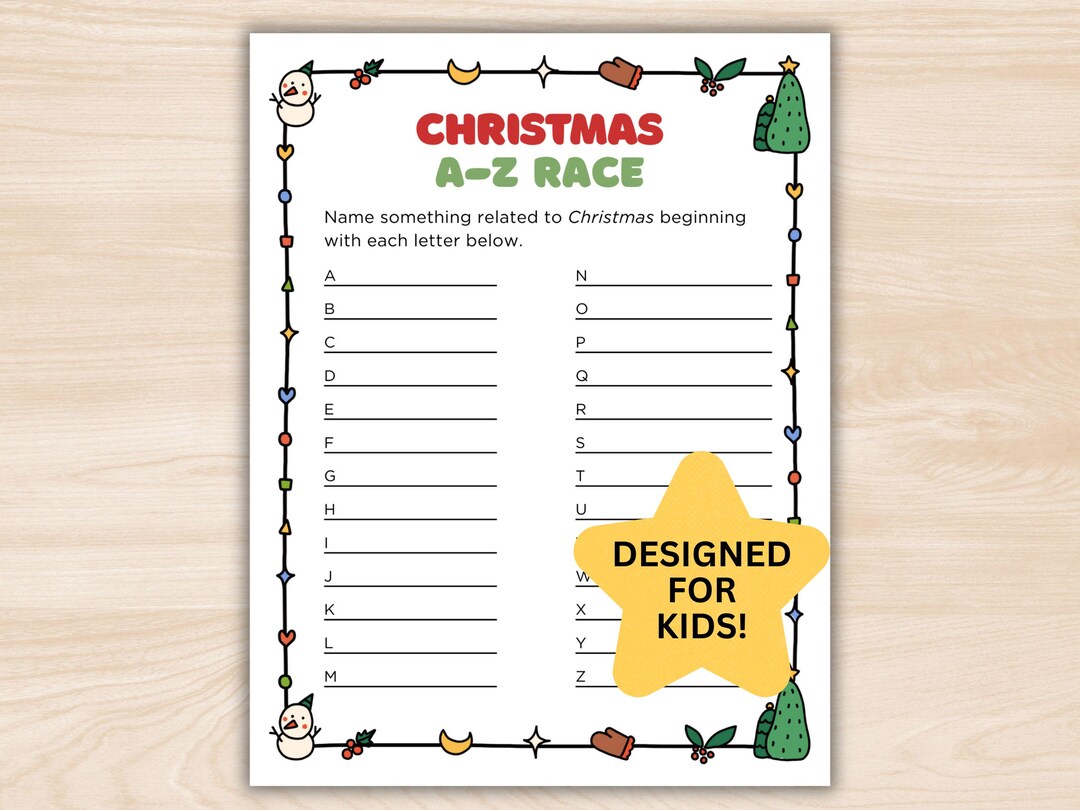 Christmas A-Z Race for Kids Printable Game | Holiday Alphabet Challenge ...