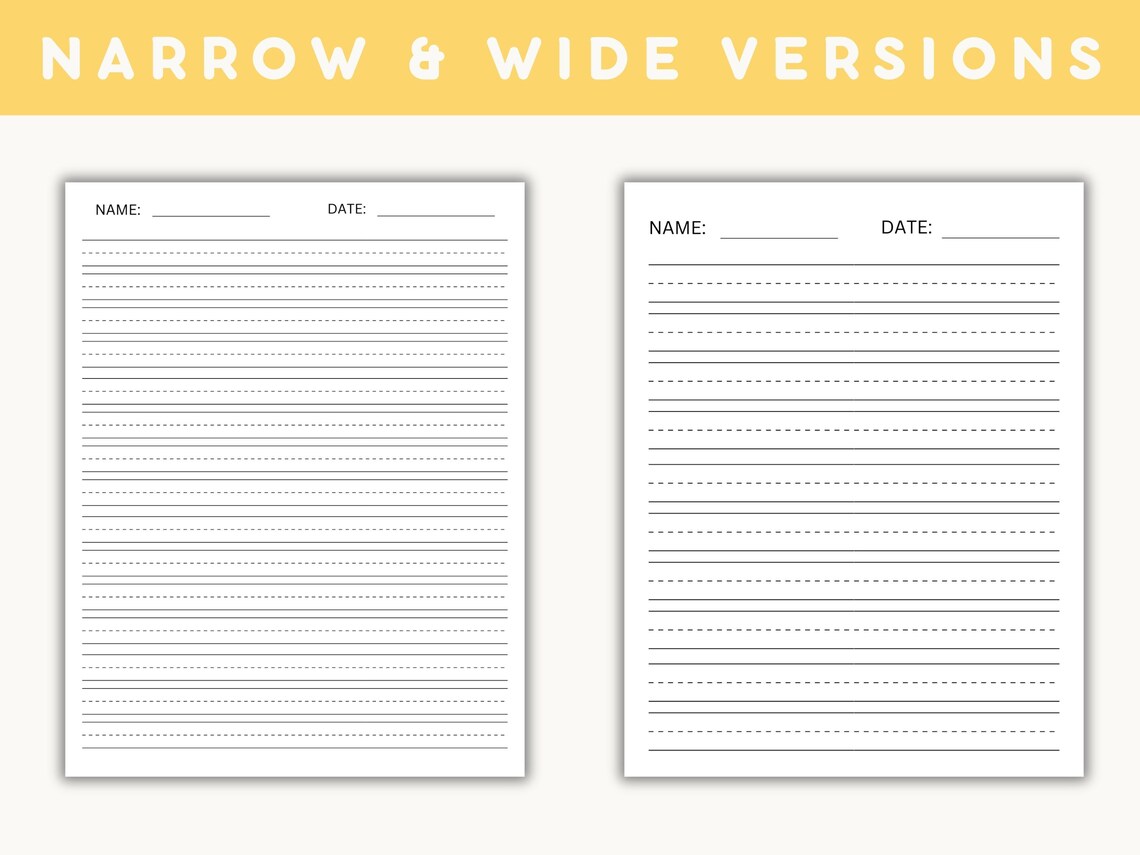 Printable Handwriting Paper, Writing Lines Template, Preschool Guided ...