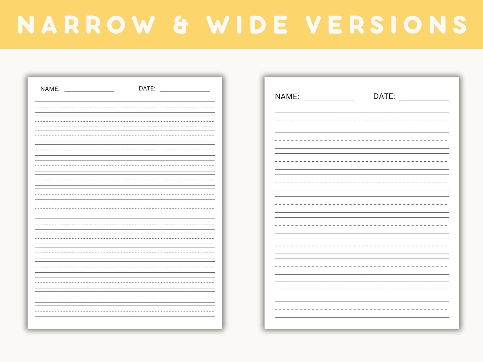 Printable Handwriting Paper, Writing Lines Template, Preschool Guided ...