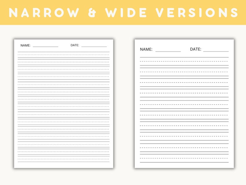 Printable Handwriting Paper, Writing Lines Template, Preschool Guided ...